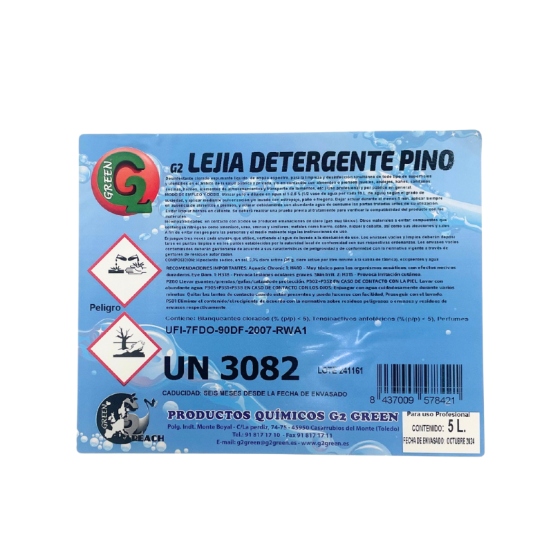 Lejía con Detergente y Aroma de Pino 5L